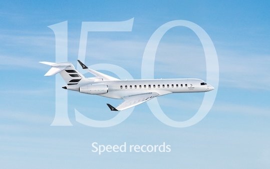 Bombardier Global 7500 business jet just achieved its 150th speed record.