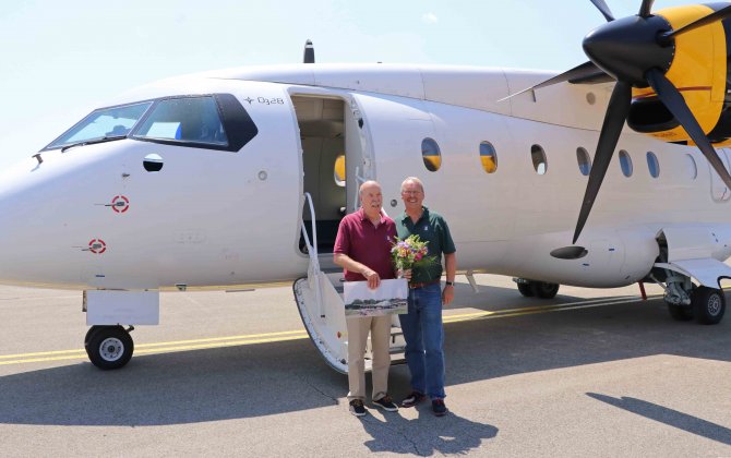 Captain Peter Weger celebrates the end of a 50-year flying career. Last