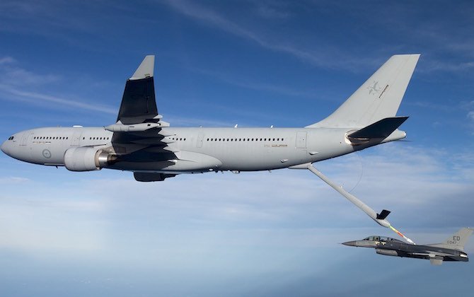 RAAF KC-30 completes F-16 refuelling trials. RAAF KC 30A tanker transport
