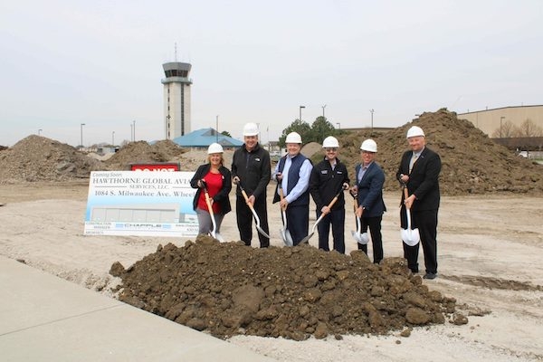 Hawthorne breaks ground on hangar at Chicago Executive Airport. Chicago