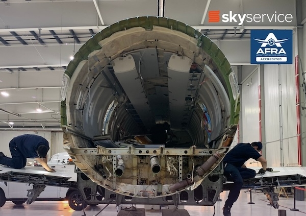 Skyservice achieves AFRA accreditation for aircraft teardown and recycling