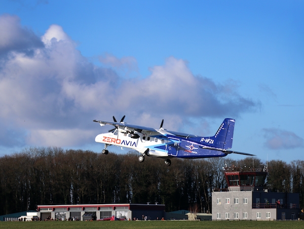 ZeroAvia 19-seat Dornier 228 hydrogen-electric powered aircraft took to the sky as part of the ...